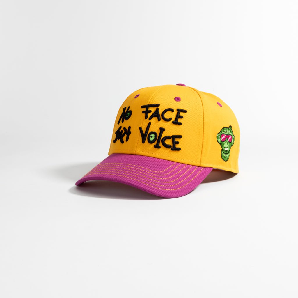 Buy Mustard Yellow No Face Just Voice Snapback Cap Online – Urban Monkey®