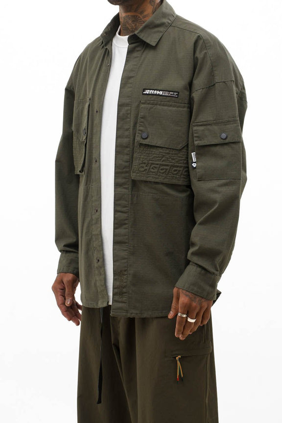Buy Ripstop Shacket // Olive Green Apparel Online – Urban Monkey®