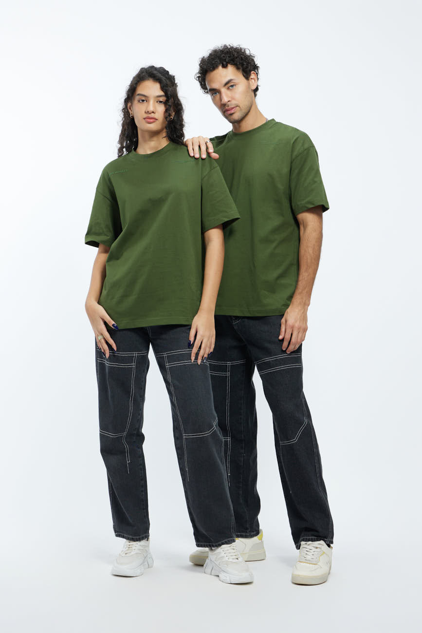Buy UM Core // Military Green Oversized Tshirt Online – Urban Monkey®