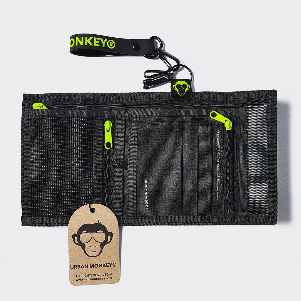 Buy Silver Reflective & Neon Green Trifold Wallet Online – Urban Monkey®