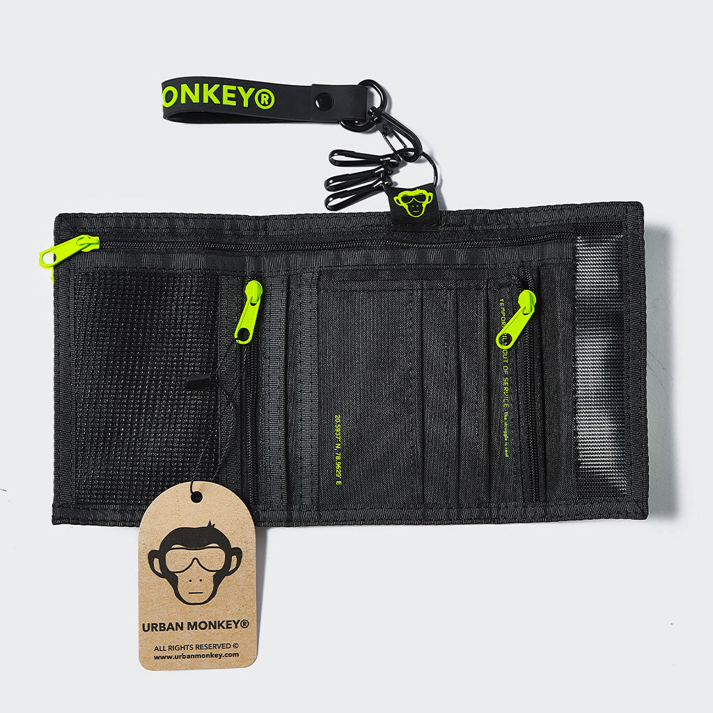 Buy Neon Green & Black Trifold Wallet Online – Urban Monkey®